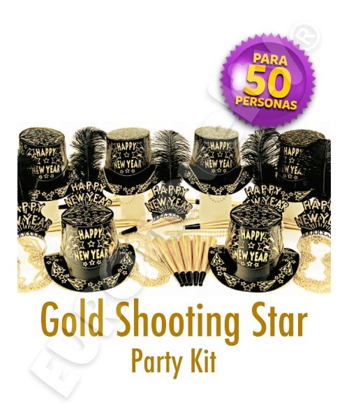 GOLD SHOOTING STAR PARTY KIT PARA 50 - DESCONTINUADO - Euro Novelty