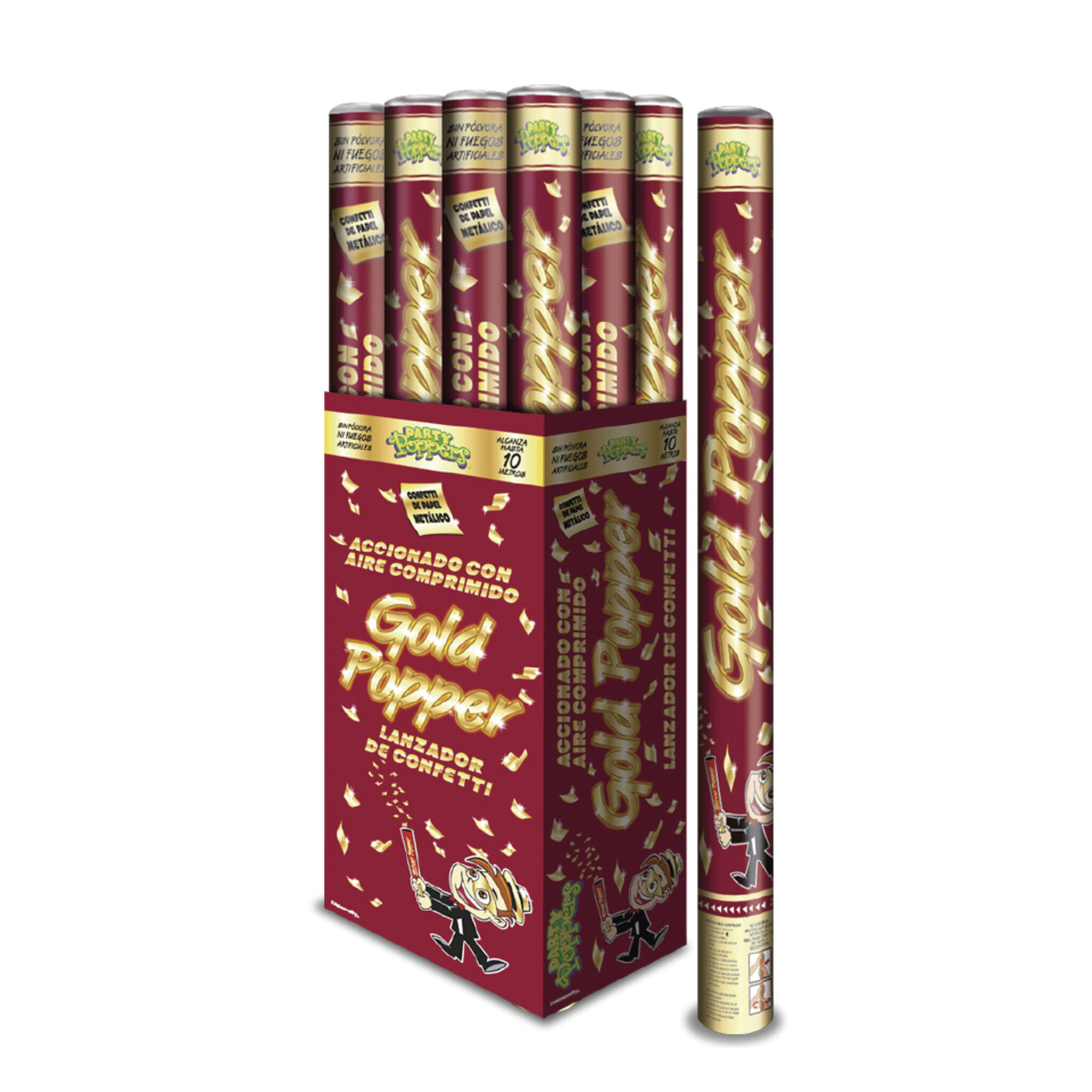 GOLD PARTY POPPERS 60CM - Euro Novelty