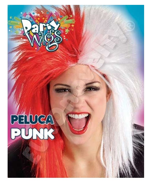 PELUCA PUNK BLANCO/ROJO - Euro Novelty